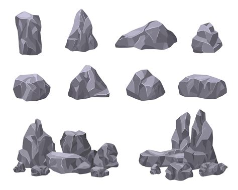 Premium Vector Cartoon Natural Stones Rock Piles Stone 3d Elements Isolated Broken Pebbles