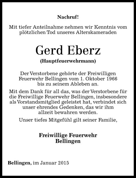 Traueranzeigen Von Gerd Eberz Rz Trauer De