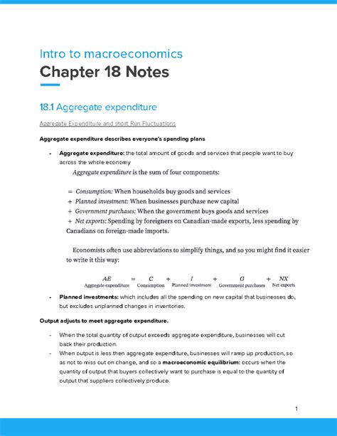 chapter 18 macro intro to macroeconomics chapter 18 notes 18