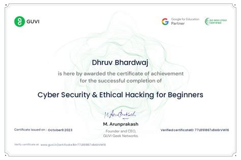Cybersecurity Ethicalhacking Certification Guvi Securityfirst