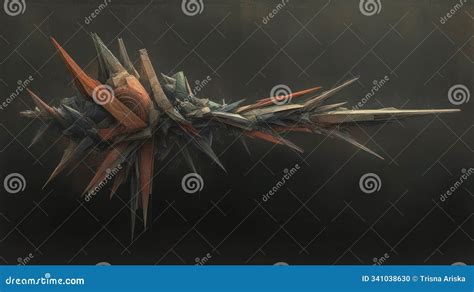 Abstract Sculpture With Sharp Angular Shapes And A Muted Color Palette