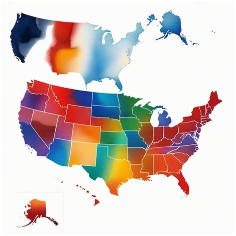 Us Map Vector Set White Background Isolated A High Quality Image Modern