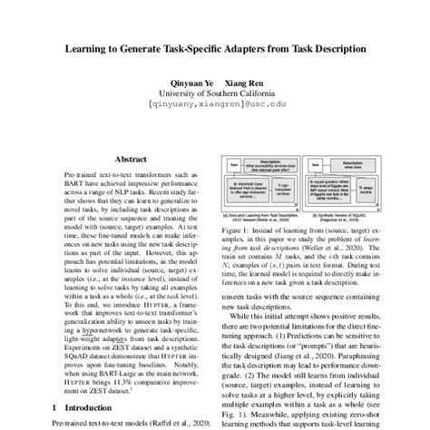 Learning To Generate Task Specific Adapters From Task Description Acl
