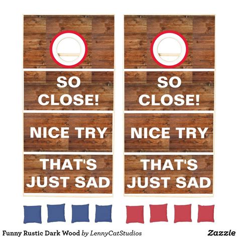Funny Rustic Dark Wood Cornhole Set Zazzle Cornhole Set Cornhole Designs Cornhole