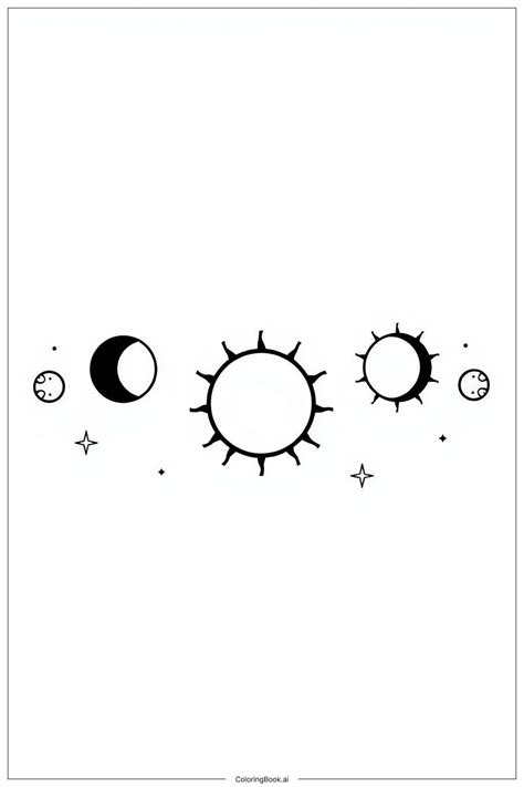 Solar Eclipse Phases In A Sequence Coloring Page Free Pdfandpng Printable