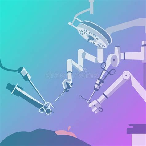 Robot Assisted Surgery Illustration Features Robotic Arms Equipped With
