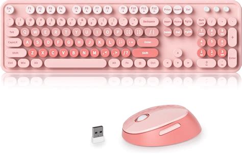 Ussixchare Pink Gradient Keyboard And Mouse Cute Wireless