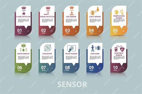 Premium Vector Infographic Sensor Template Icons In Different Colors