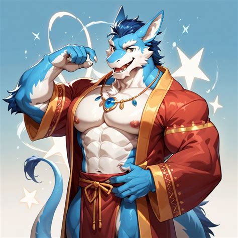 Big Gay Muscular Furred Dragon Wears Furryai