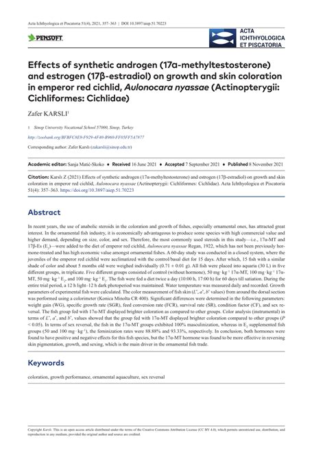Pdf Effects Of Synthetic Androgen 17α Methyltestosterone And