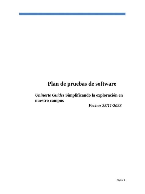 Plan De Pruebas Pdf