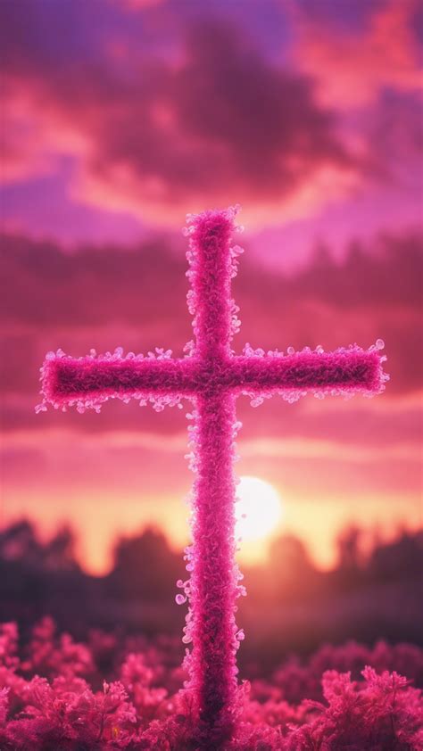 Christian Cross Wallpaper Pink