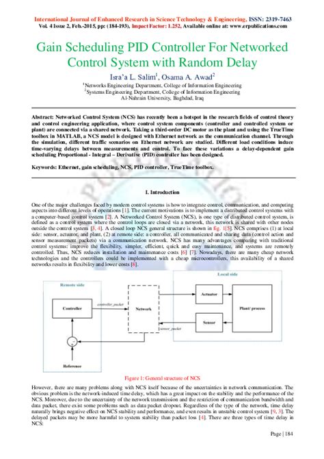 Pdf Gain Scheduling Pid Controller For Networked Control System With