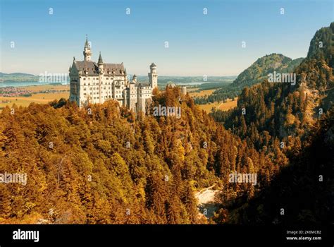 Neuschwanstein Castle Near Fussen Germany Europe Landscape With Old