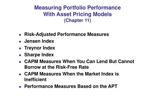 Ppt Measuring Portfolio Performance With Asset Pricing Models Chapter 11 Powerpoint