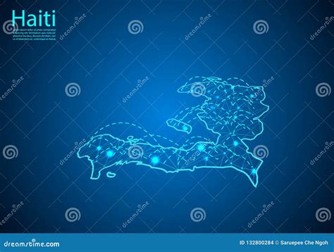 Haiti Map With Nodes Linked By Lines Concept Of Global Communication