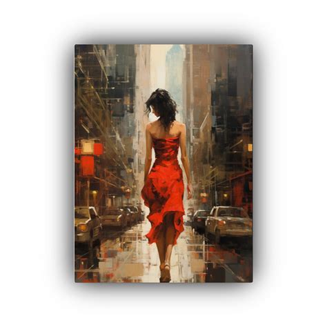 Arte De Pared Caminando Por La Calle Mujer En Puente Decocuadros