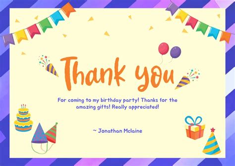 Birthday Thank You Notes