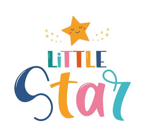 Letras Dibujadas A Mano Pequeña Estrella Para Imprimir Ropa Tarjeta De Felicitación