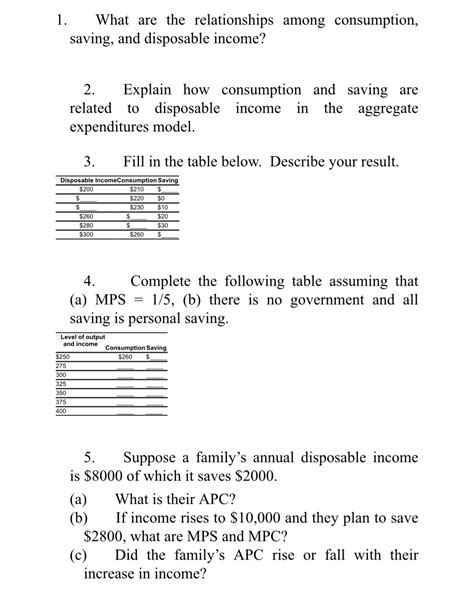Solved What Are The Relationships Among Consumption Saving