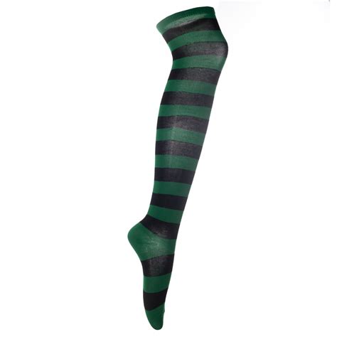 Dark Greenblack Thick Stripe Over The Knee Socks Cybershop Australia