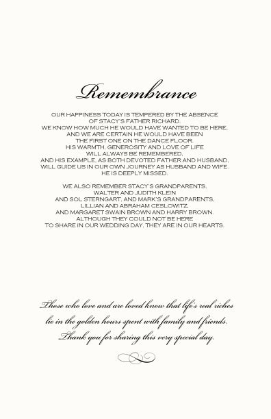 Wedding Program Acknowledgement Wording