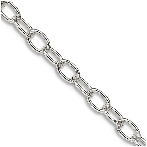 925 Sterling Silver 34mm Oval Cable Chain Necklace 22 Inch Chain