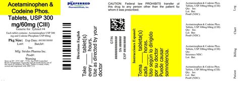 Acetaminophen And Codeine Phosphate Tablets Usp Ciii 300 Mg15 Mg