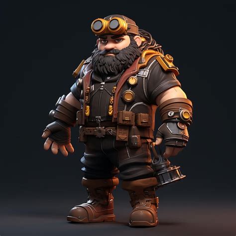 Premium Photo 3d Character Male Dwarf Stout Ruddy Skin Holding A