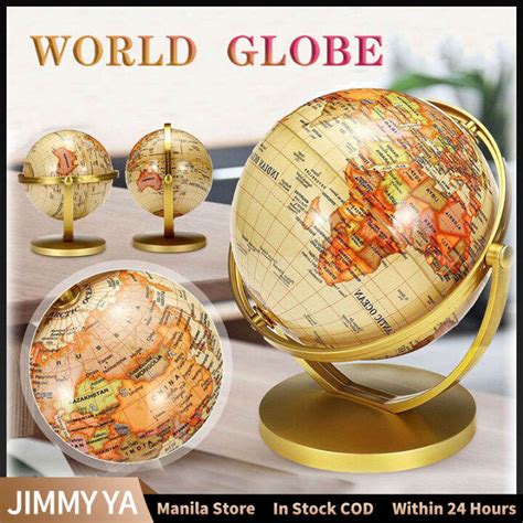 【in Stock】 Retro Style 360° Rotating Globe Rotating Map Earth Geography