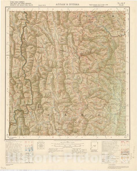 Historic Map Lushai Hills District Chin Hills And Upper Chindwin Di Historic Pictoric