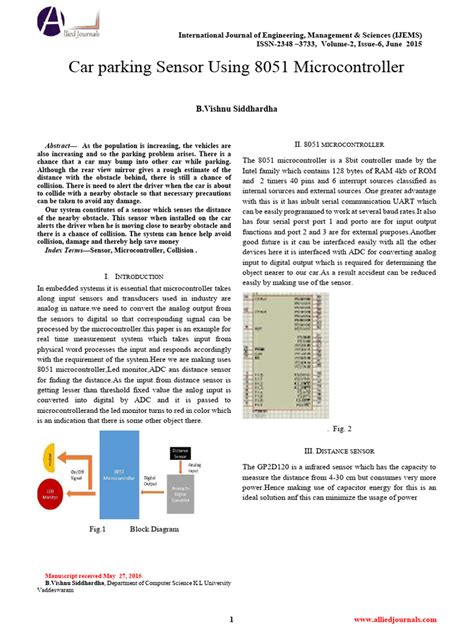 Car Parking Sensor Using 8051 Microcontr Pdf Analog To Digital Converter Microcontroller