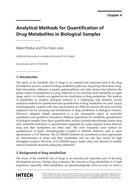 Pdf Analytical Methods For Quantification Of Drug Metabolites Cdn