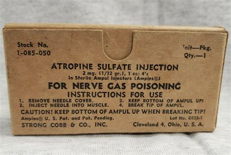 Vtg 1950s Military Nerve Agent Antidote Kit Naak Atropine Sulfate
