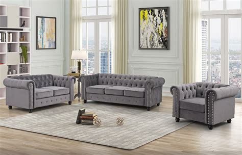 Gray Velvet Chesterfield Sofa At Evelyn Mary Blog