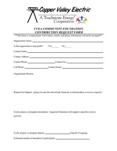 Cf Contribution Request Form Copper Valley Electric Association