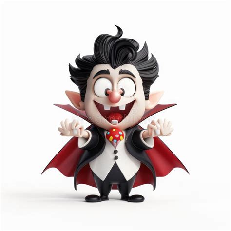 Vampire Enjoying Candy In 3d Render Style On White Background Generative Ai Stock Illustration
