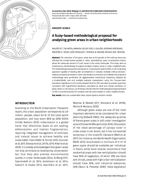 Pdf A Fuzzy Based Methodological Proposal For Analysing Green Areas