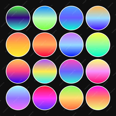 Premium Vector Circle Color Gradient Swatches Bundle With Colorful