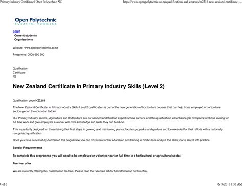 New Zealand Certificate In Primary Industry Skills Level 2 Open