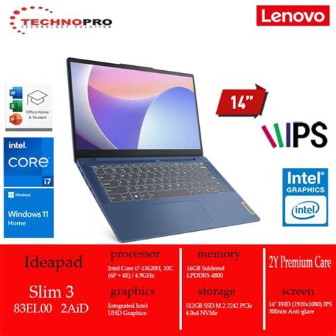 Promo Lenovo Ideapad Slim Irh Bid Aid Intel Core I H Intel Uhd Gb Gb Ssd