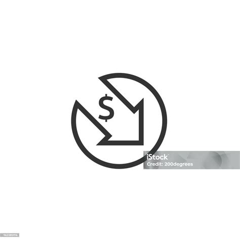 Dollar Decrease Icon Money Symbol With Arrow Stretching Rising Drop