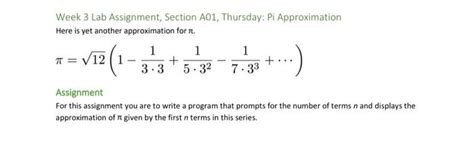 Solved Week 3 Lab Assignment Section A01 Thursday Pi