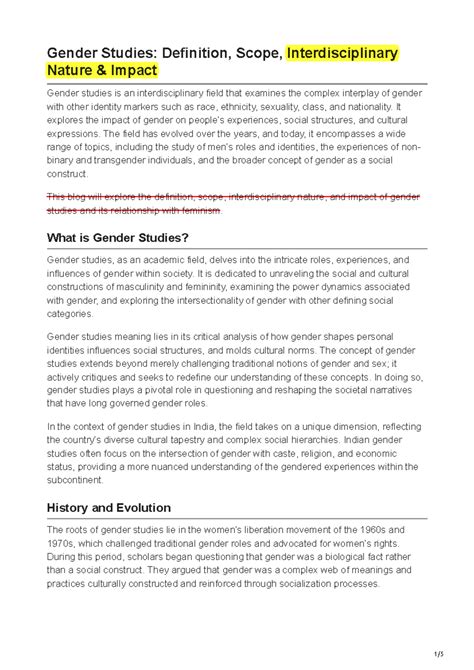 Gender Studies Gs Overview Definition Scope And Impact Studocu