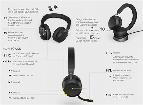 Jabra Evolve2 75 Link380c MS Stereo Black Headset หฟงไรสาย สดำ ของแท ประกนศนย 2ป