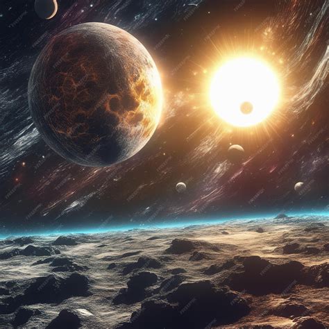 Premium Ai Image Space Sun And Moon And Galaxy