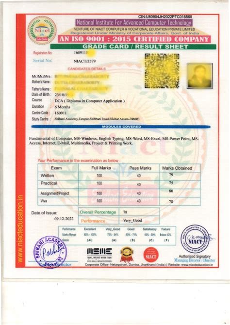 Certificate And Mark Sheet