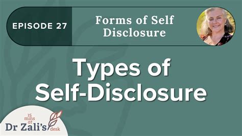 Forms Of Self Disclosure Types Of Self Disclosure Youtube