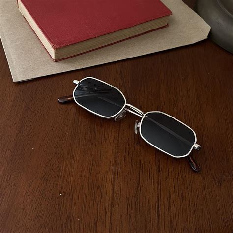 Silver Rectangular Sunglasses Depop