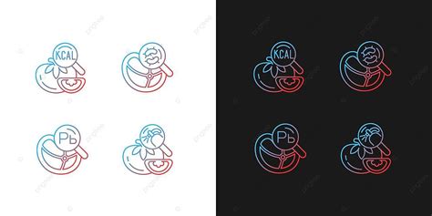 Gradient Icons Set For Dark And Light Mode For Testing Food Contaminants Vector Heavy Color